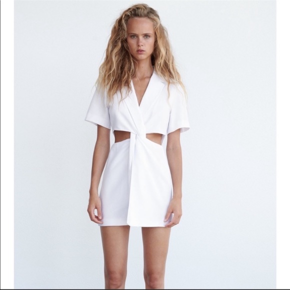 Zara | Dresses | Zara White Blazer Cut Out Dress | Poshmark